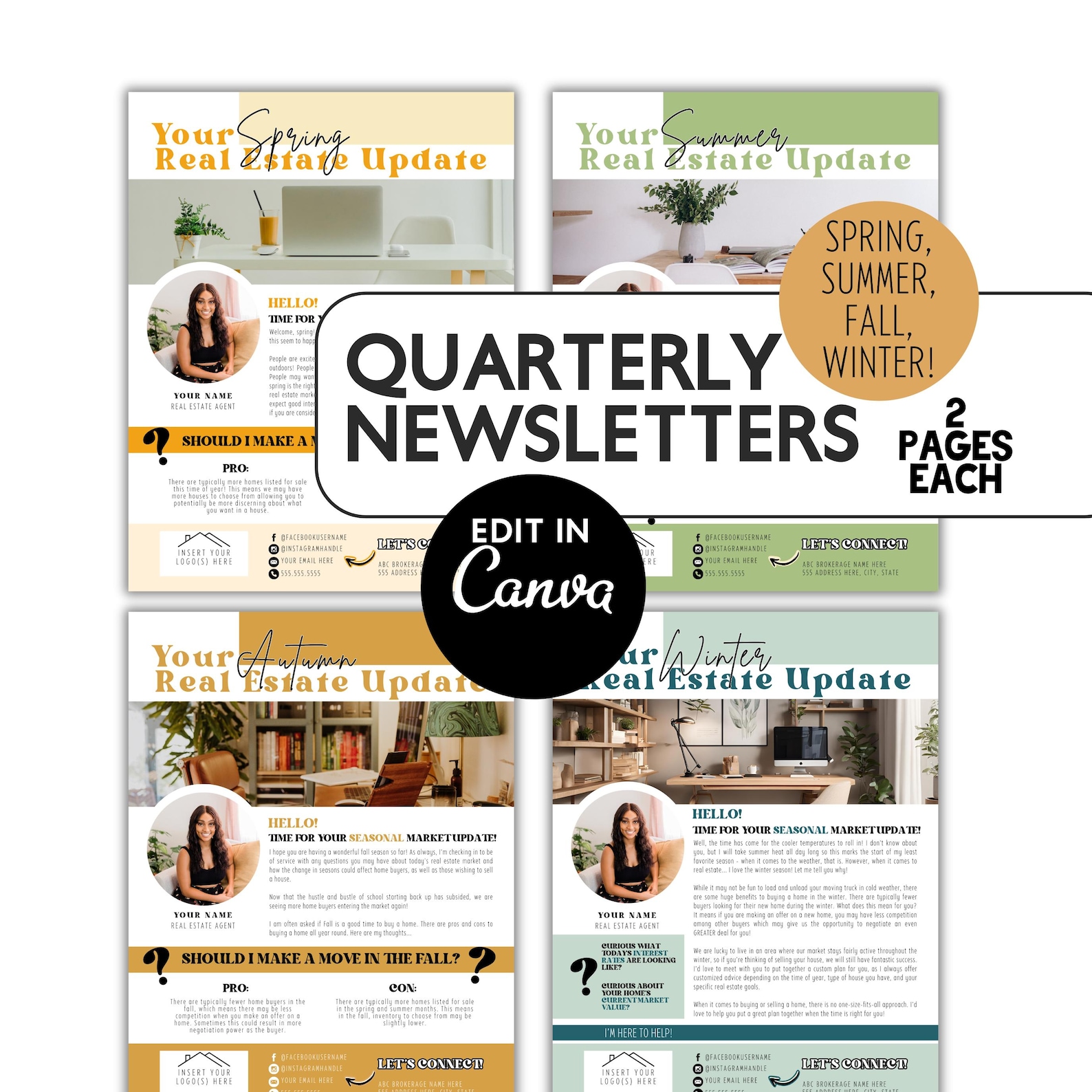 Customizable QUARTERLY NEWSLETTER for Prospecting Real Estate Clients ...