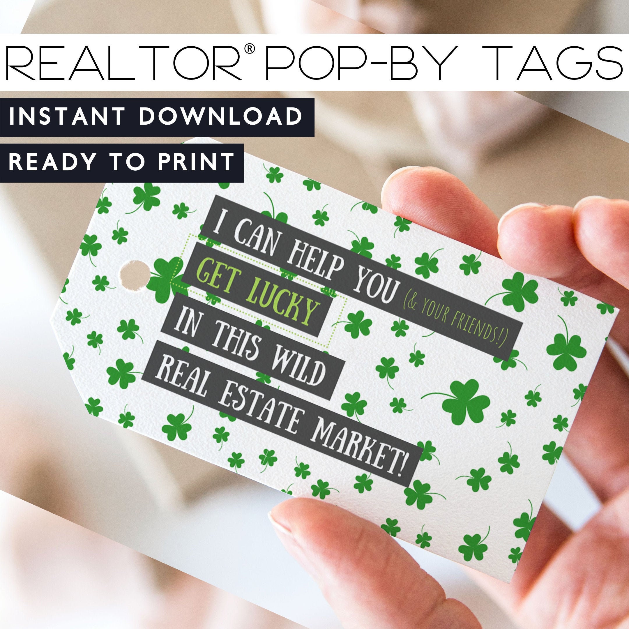 St Patricks Day Pop-By Tag for Realtors Spring Pop By March | Etsy