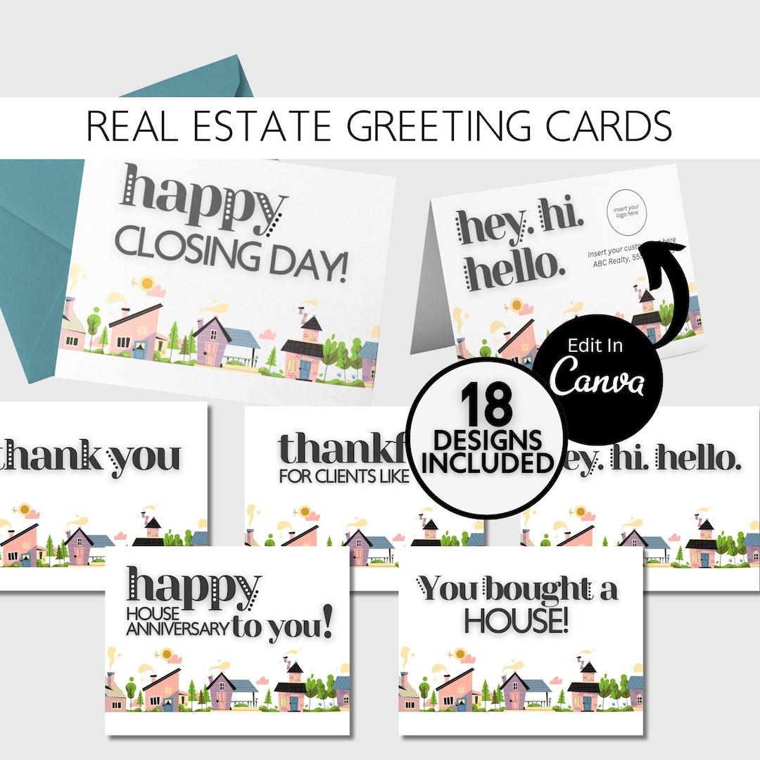 Downloadable Real Estate Thank You Cards | Bundle 18 Cards | EDITABLE ...
