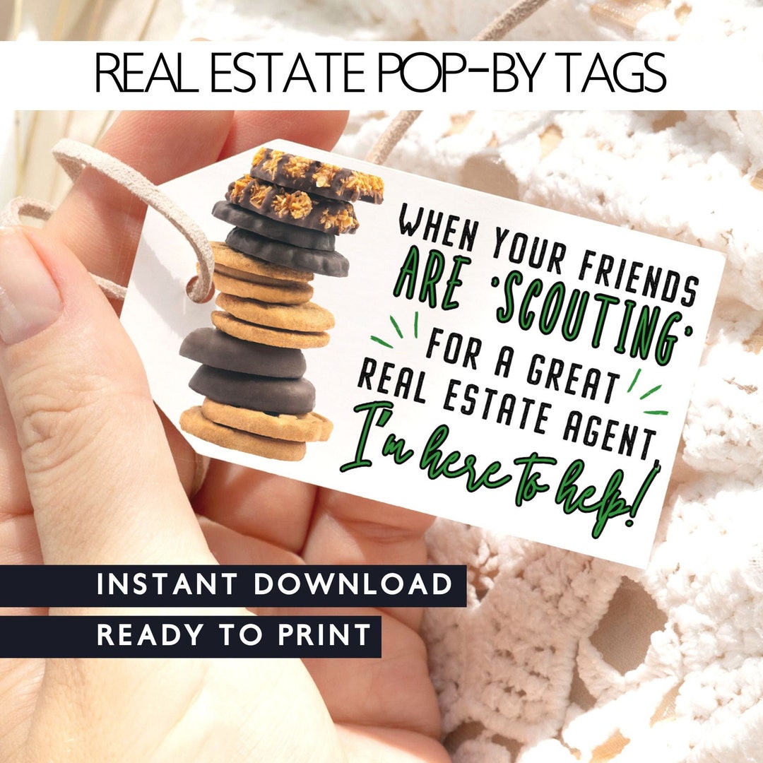 Realtor Girl Scout Cookie Pop-by Tag, Cookie Popby, Custom Realtor Gift ...