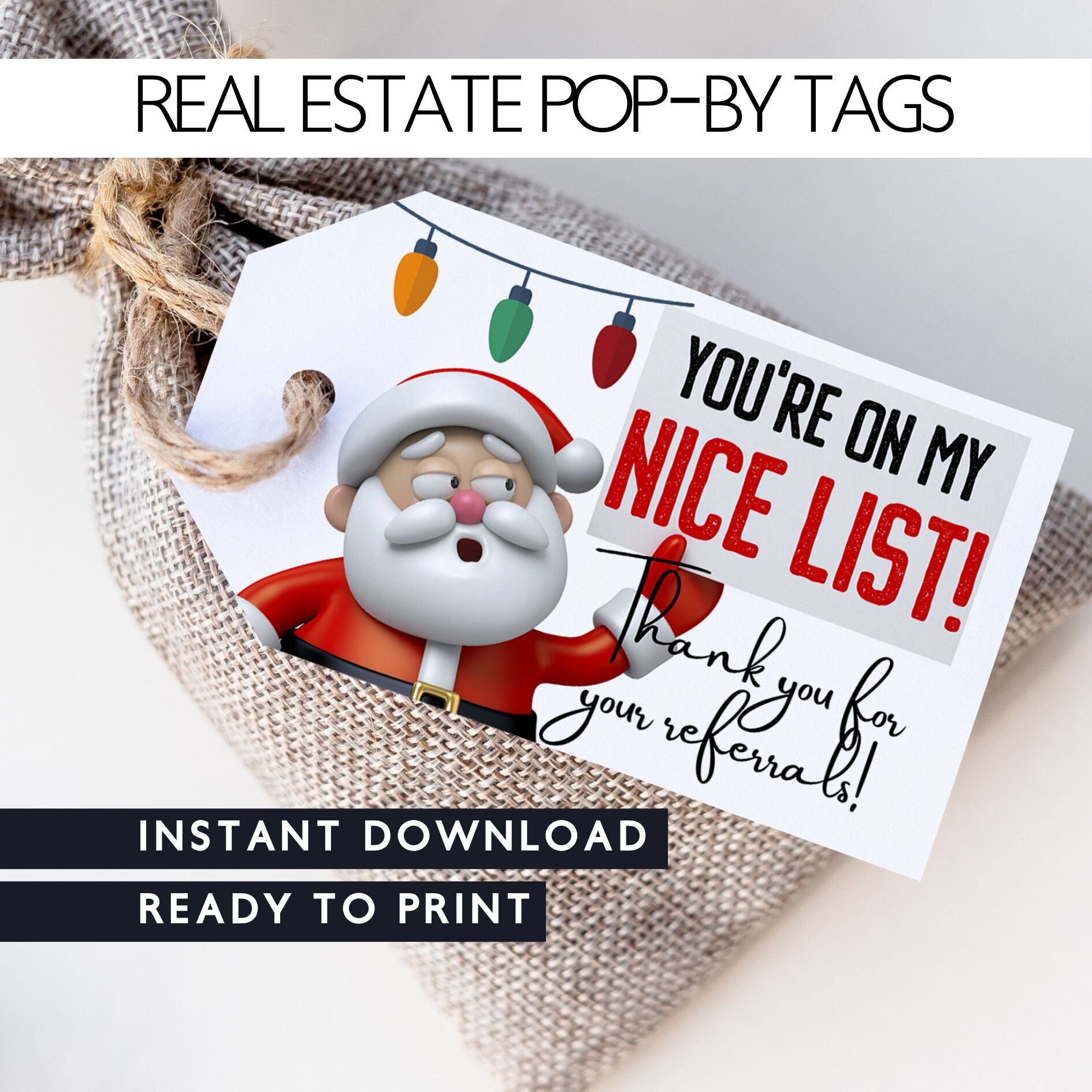 Realtor Christmas Pop-by Tag, Christmas Gift Tag, Holiday Gift Tag ...
