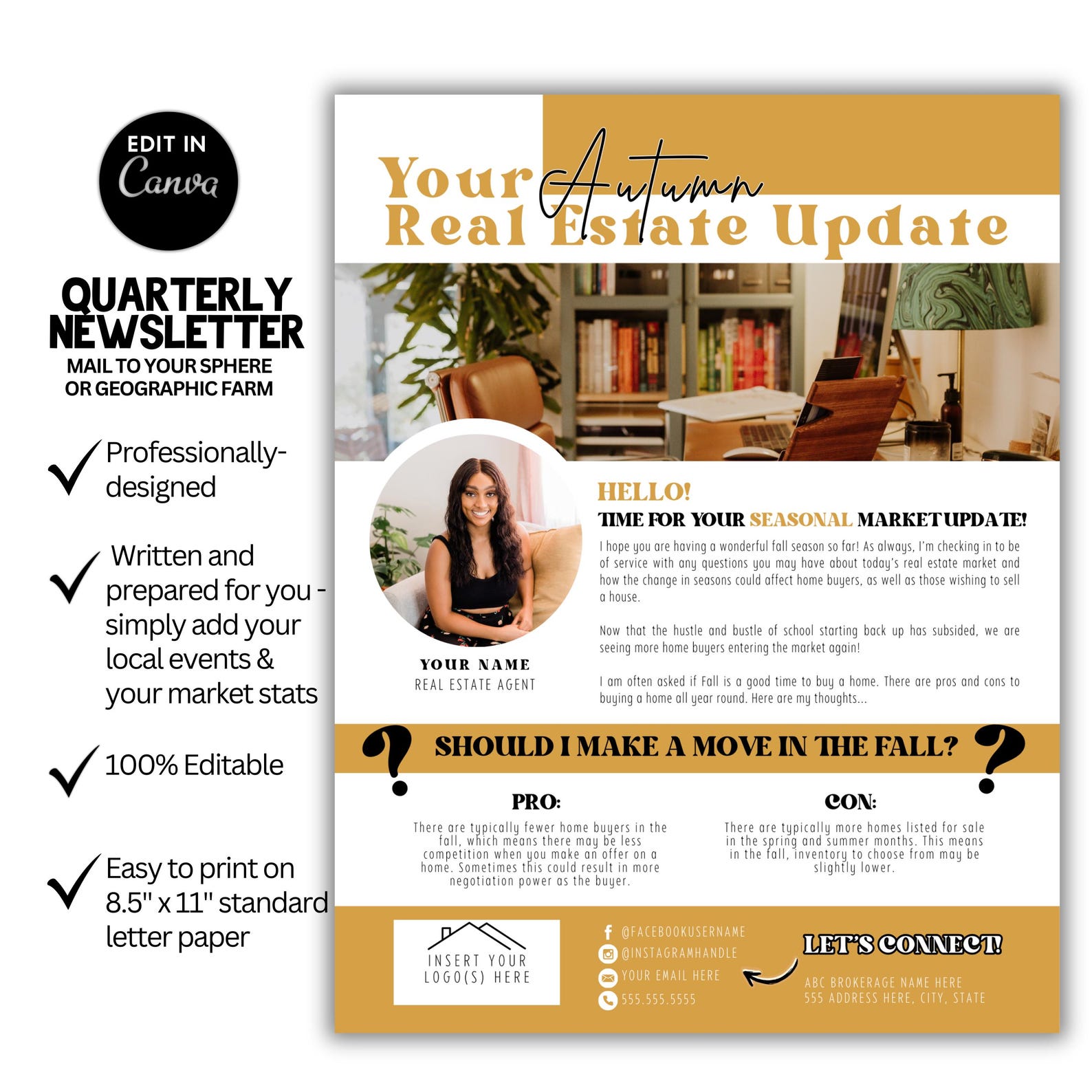 Customizable QUARTERLY NEWSLETTER for Prospecting Real Estate Clients ...