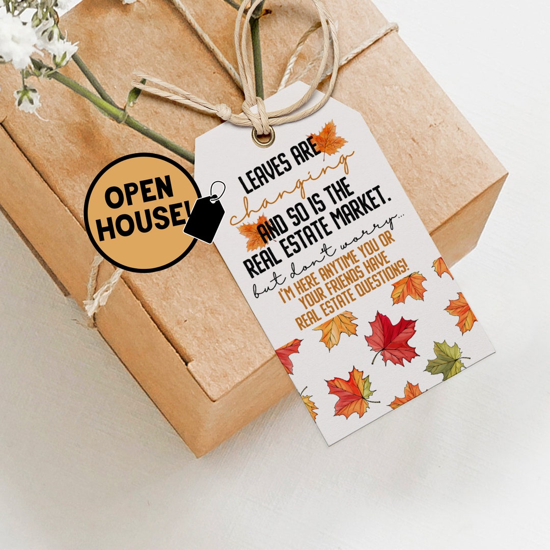 Open House Goodie Bag Tags, Pop by Tag, Client Fall Gift Tag, Real ...