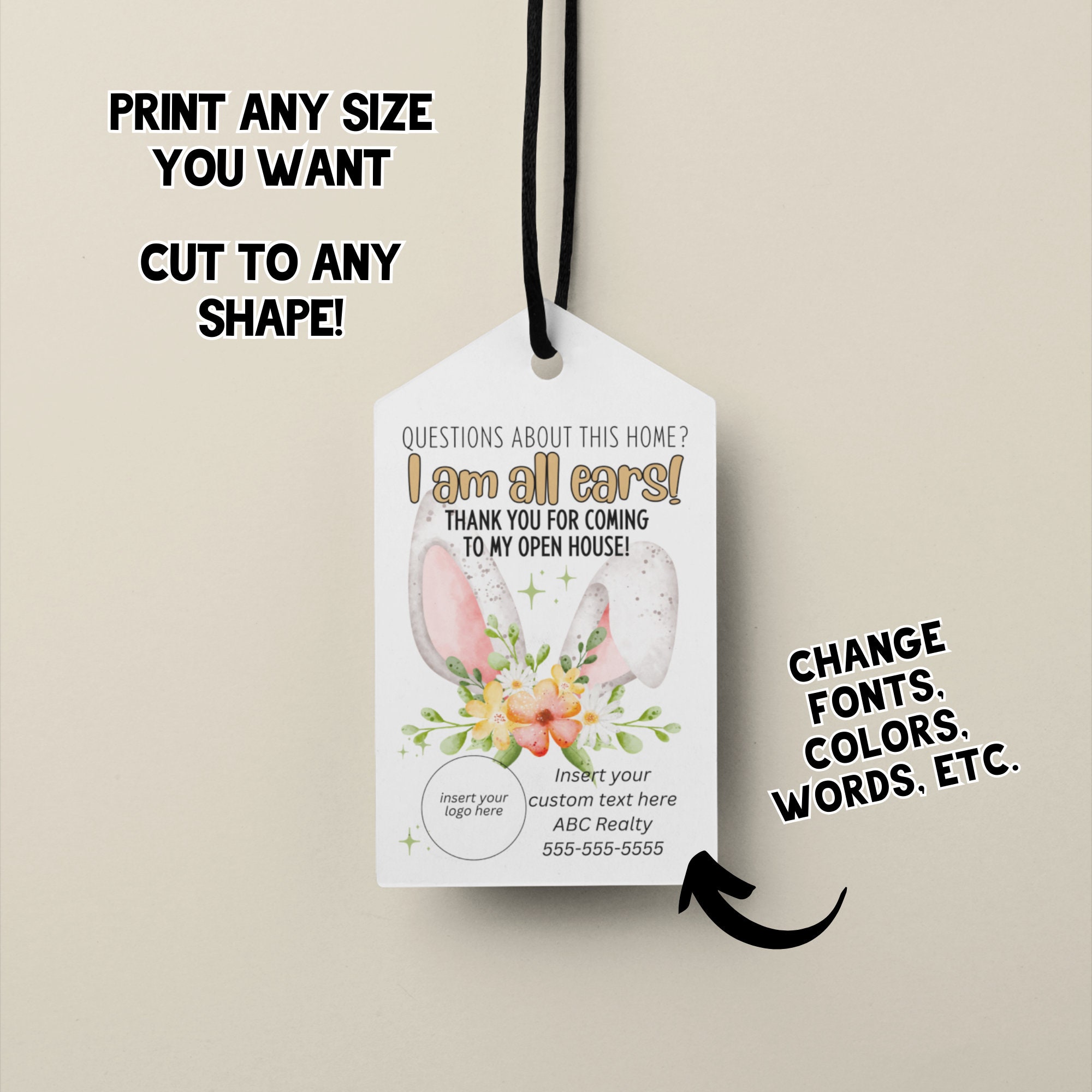 Customizable Open House Goodies Tag for Real Estate Spring Easter Pop ...