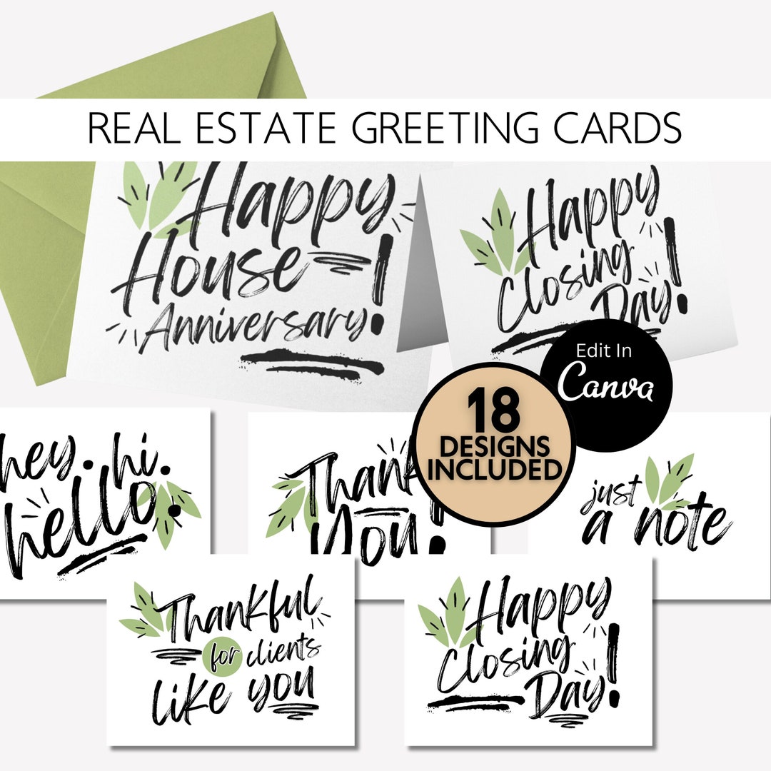 Downloadable Real Estate Thank You Cards | Bundle 18 Cards | EDITABLE ...