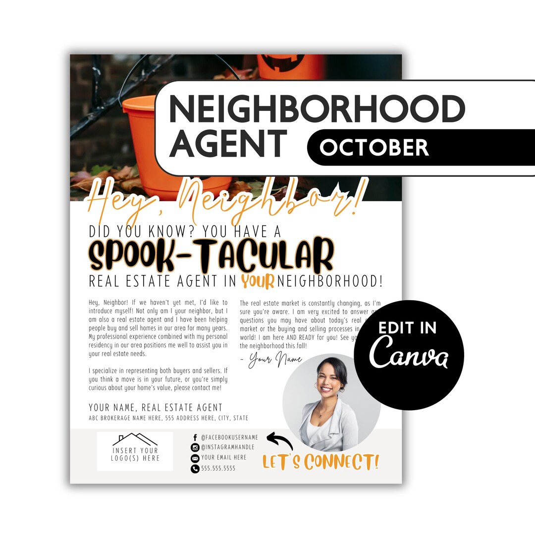 Customizable NEIGHBORHOOD AGENT Flyer Newsletter | Real Estate Farming ...