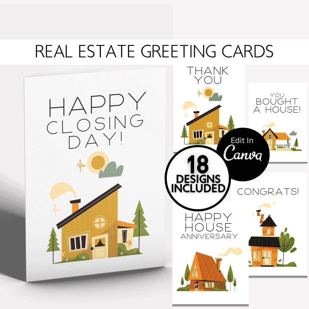 Downloadable Real Estate Greeting Cards | Bundle 18 Cards | EDITABLE ...
