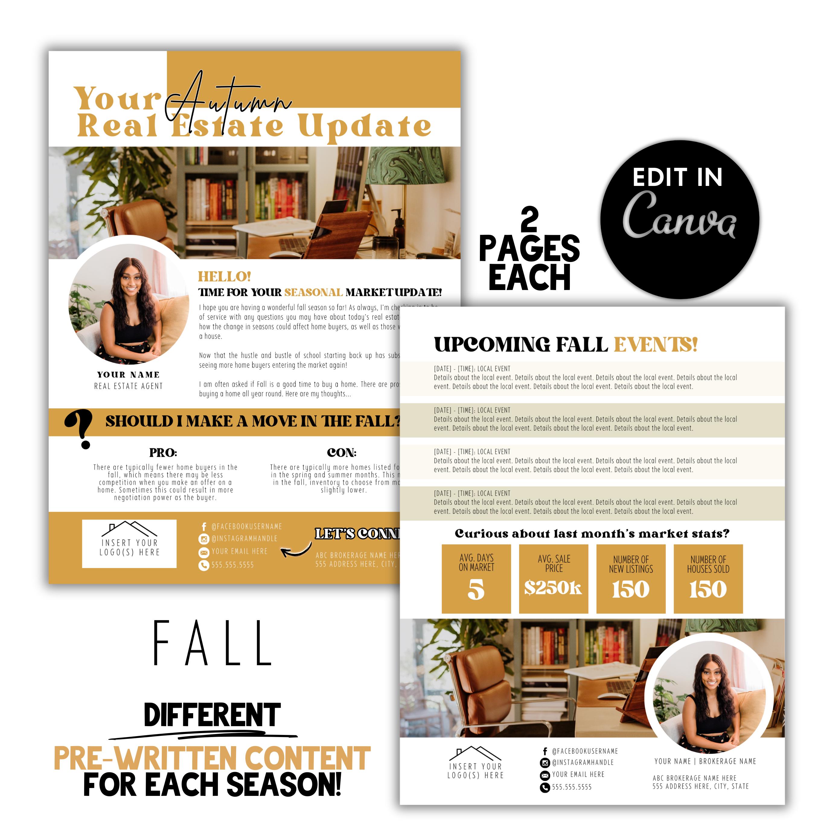 Customizable QUARTERLY NEWSLETTER for Prospecting Real Estate Clients ...