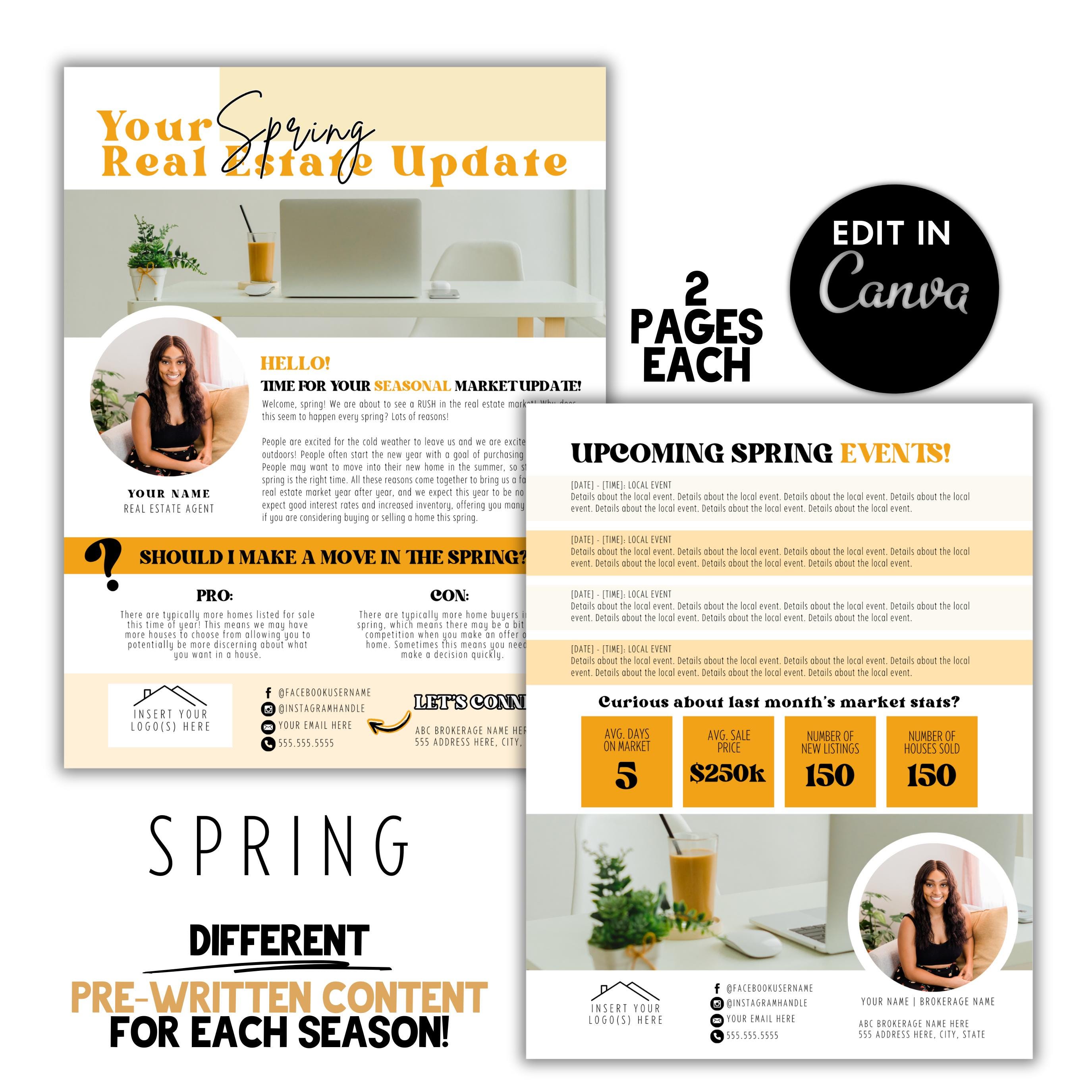 Customizable QUARTERLY NEWSLETTER for Prospecting Real Estate Clients ...