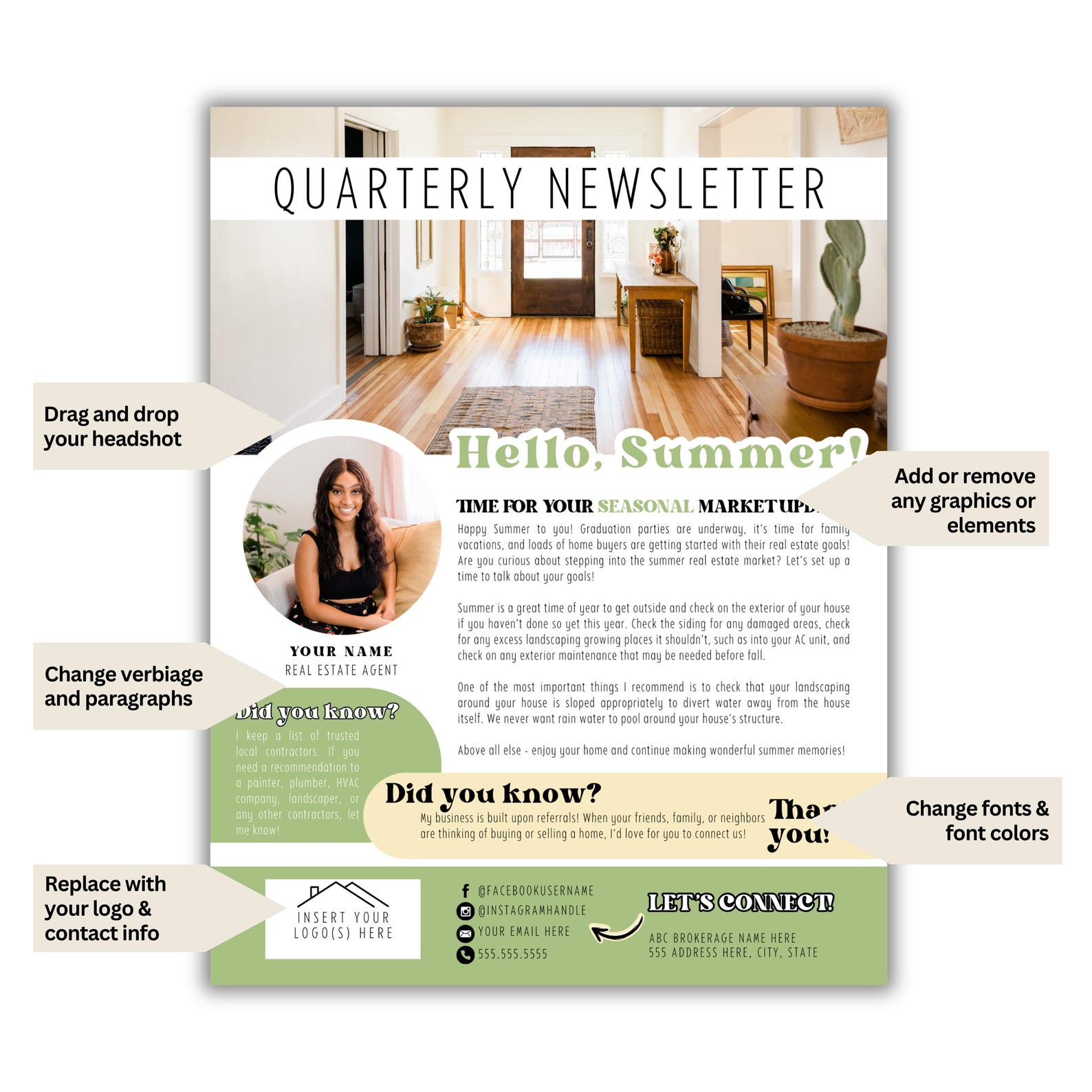 Customizable QUARTERLY NEWSLETTER for Prospecting Real Estate Clients ...