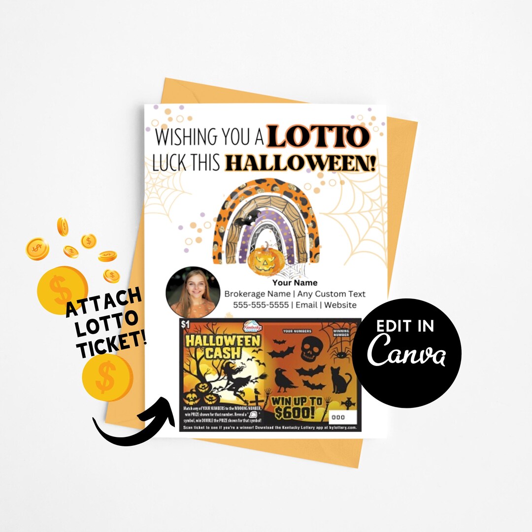 Customizable Lotto Ticket Card for Halloween Real Estate | Halloween ...
