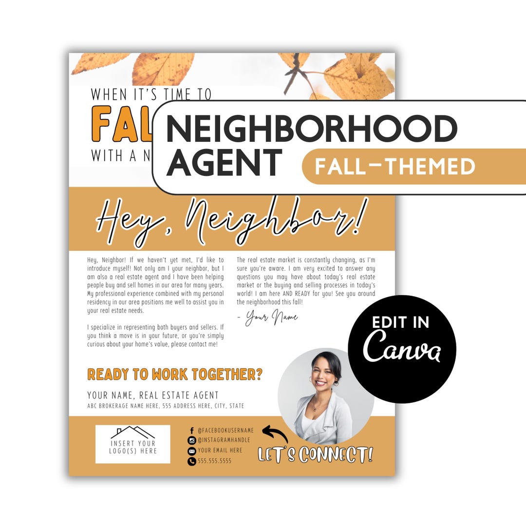 Customizable NEIGHBORHOOD AGENT Farming Fall Theme Flyer | Real Estate ...