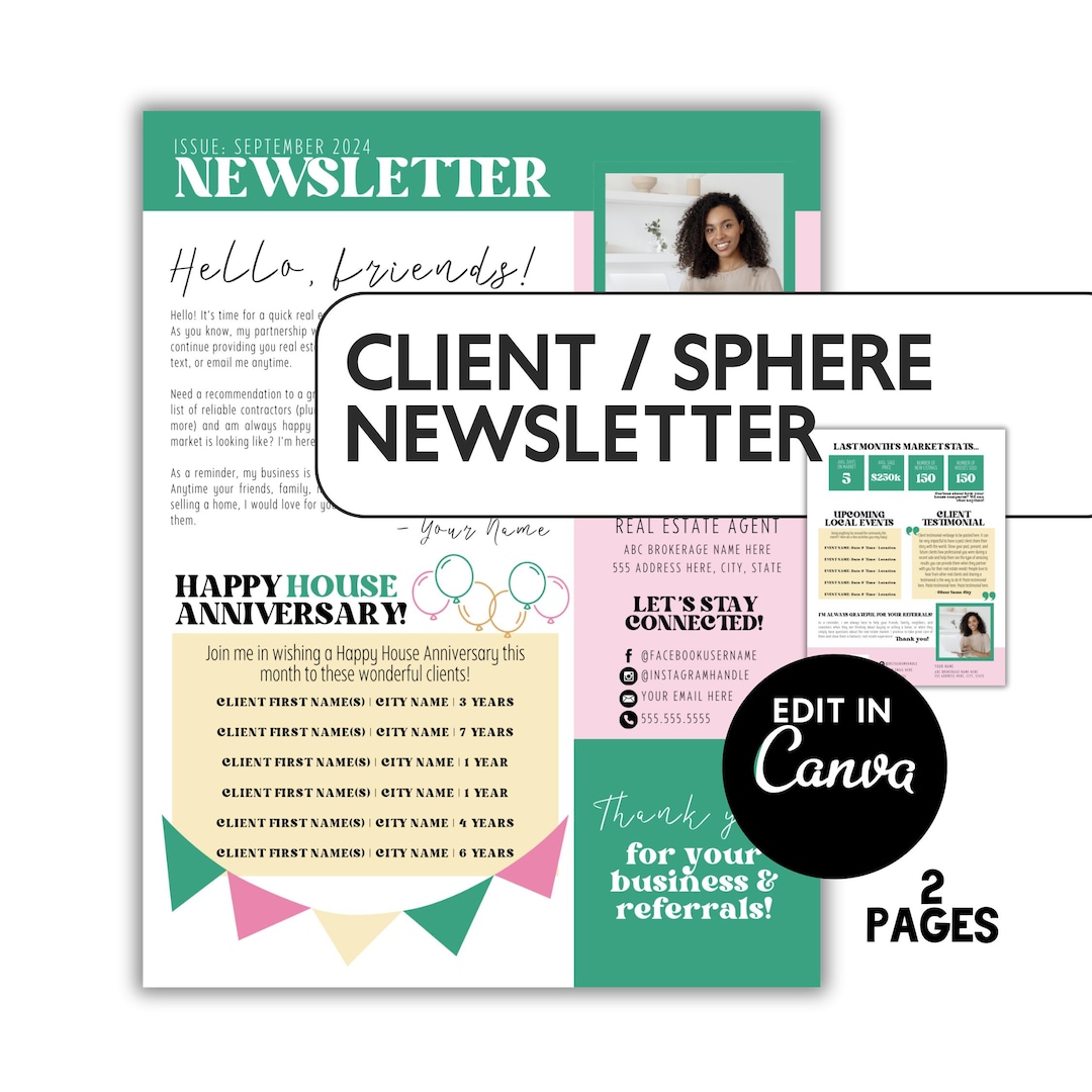 Customizable CLIENT NEWSLETTER Flyer for Real Estate Agents | Monthly ...