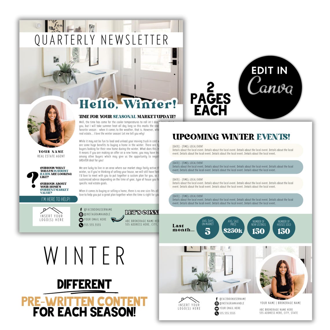 Customizable QUARTERLY NEWSLETTER for Prospecting Real Estate Clients ...