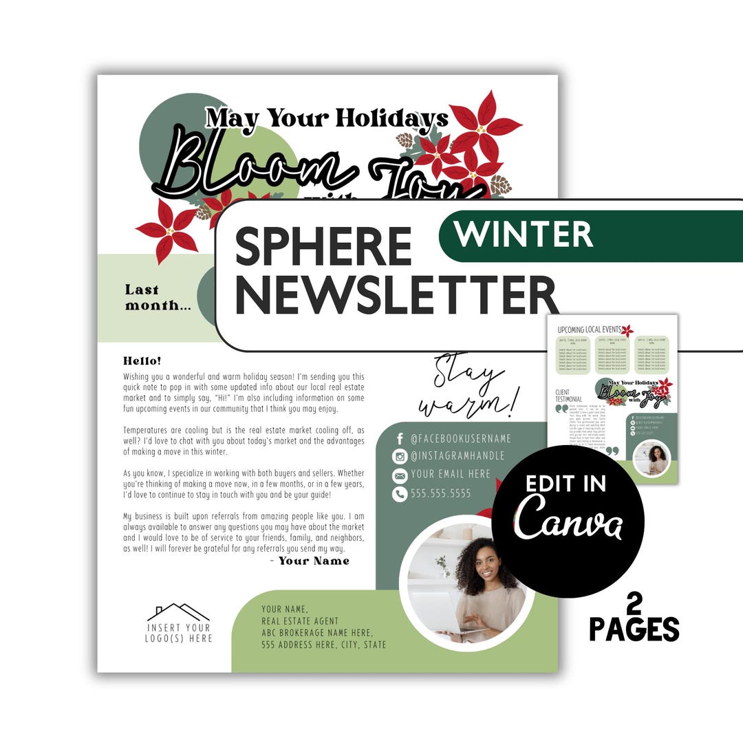 Customizable CLIENT NEWSLETTER Flyer for Real Estate Agents | Winter ...