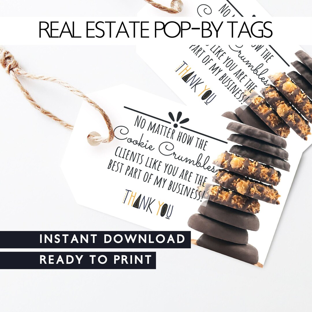 Realtor Girl Scout Cookie Pop-by Tag, Cookie Popby, Custom Realtor Gift ...