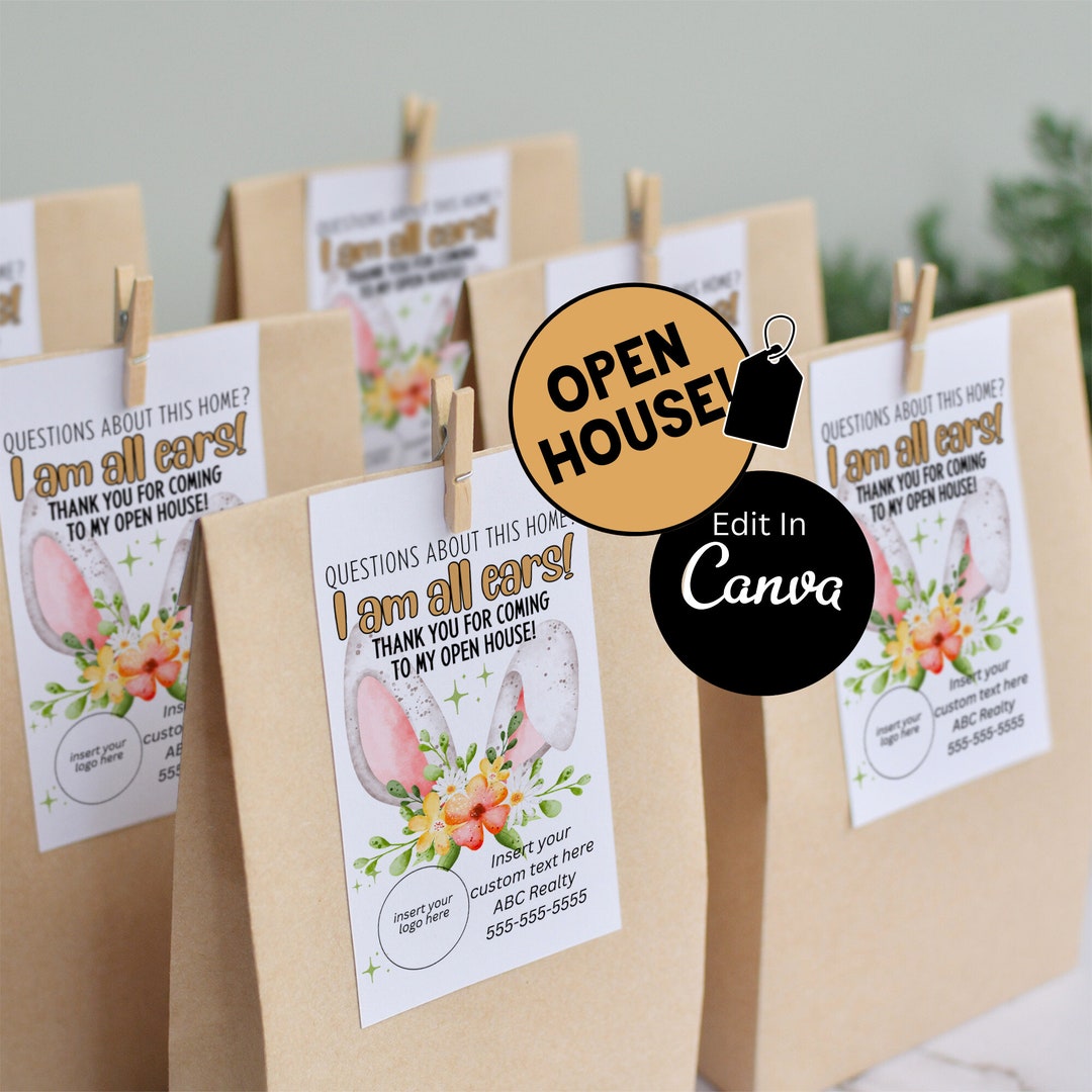 Customizable Open House Goodies Tag for Real Estate | Spring Easter Pop ...