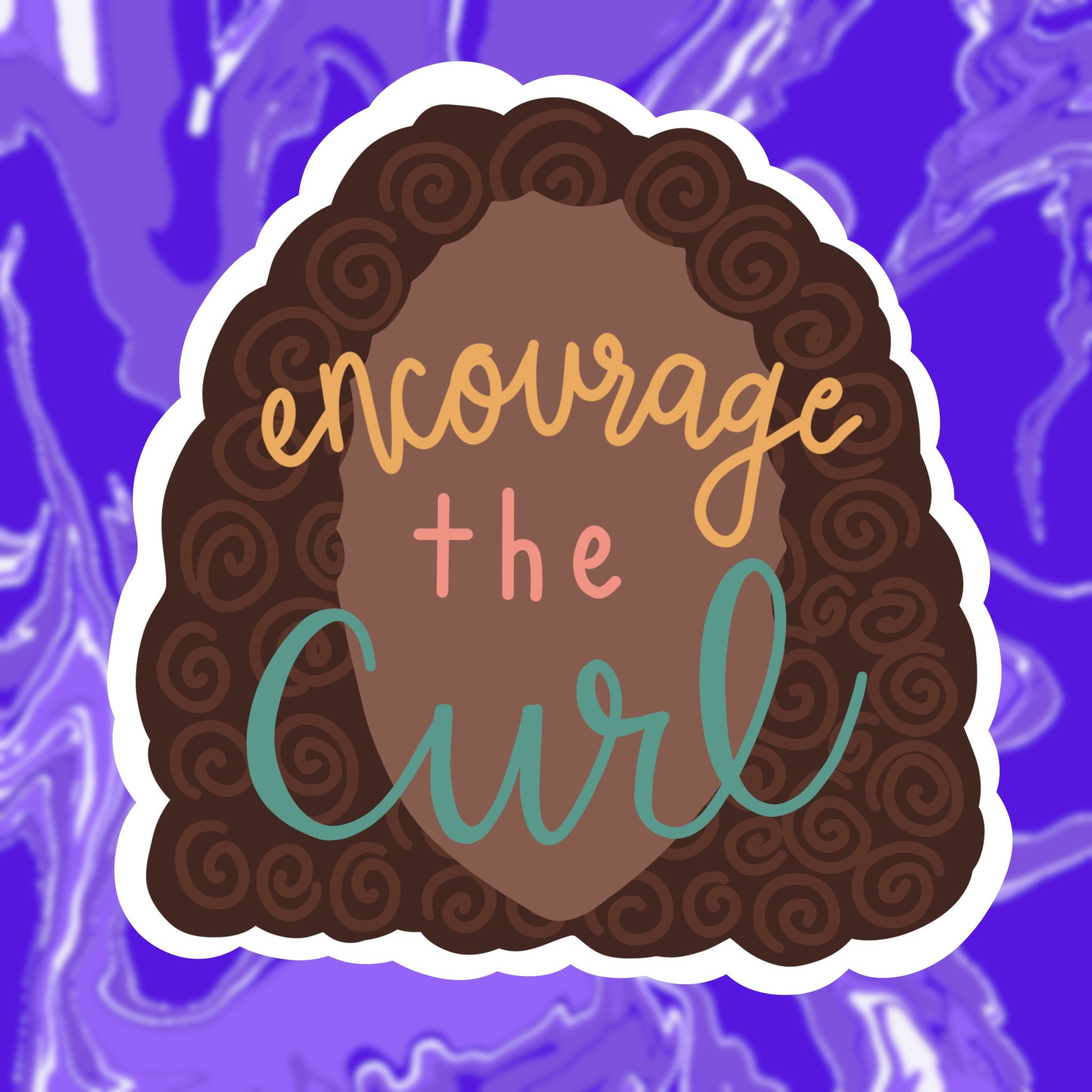 Encourage the Curl Sticker Curly Hair Sticker | Etsy