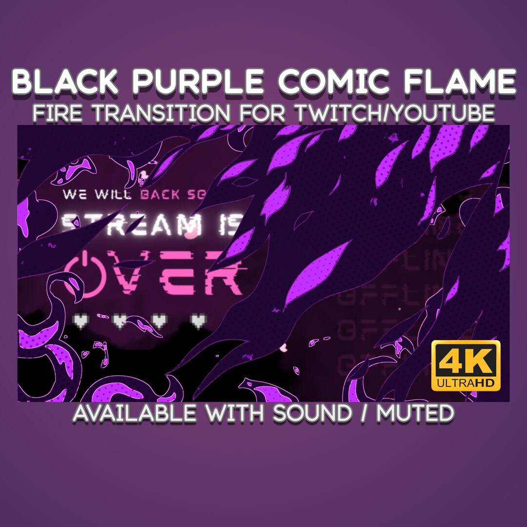 Black Purple Fire Transition Comic Fire Twitch Elements Animated Fire ...
