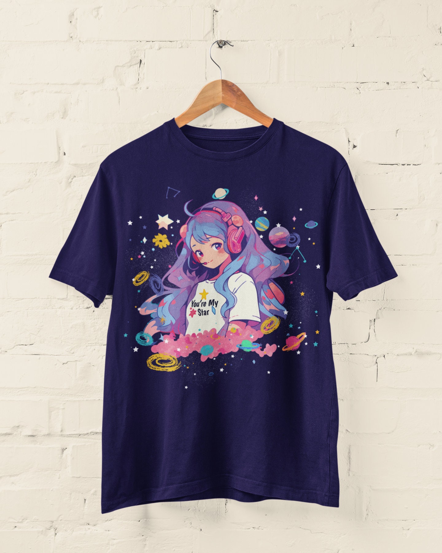 Galaxy Anime Girl T-shirt Kawaii Aesthetic T Shirt Japanese Anime ...