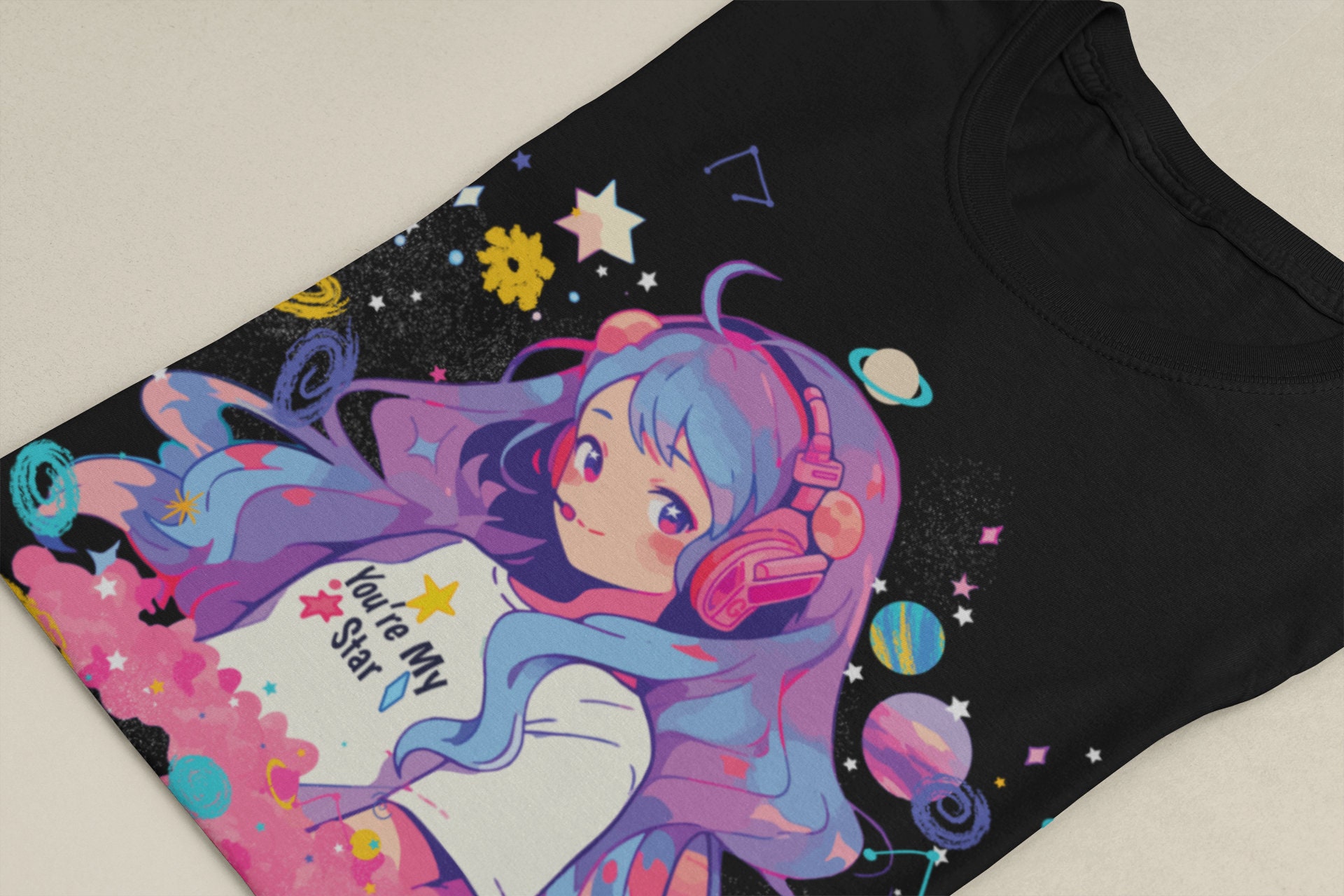 Galaxy Anime Girl T-shirt Kawaii Aesthetic T Shirt Japanese Anime ...