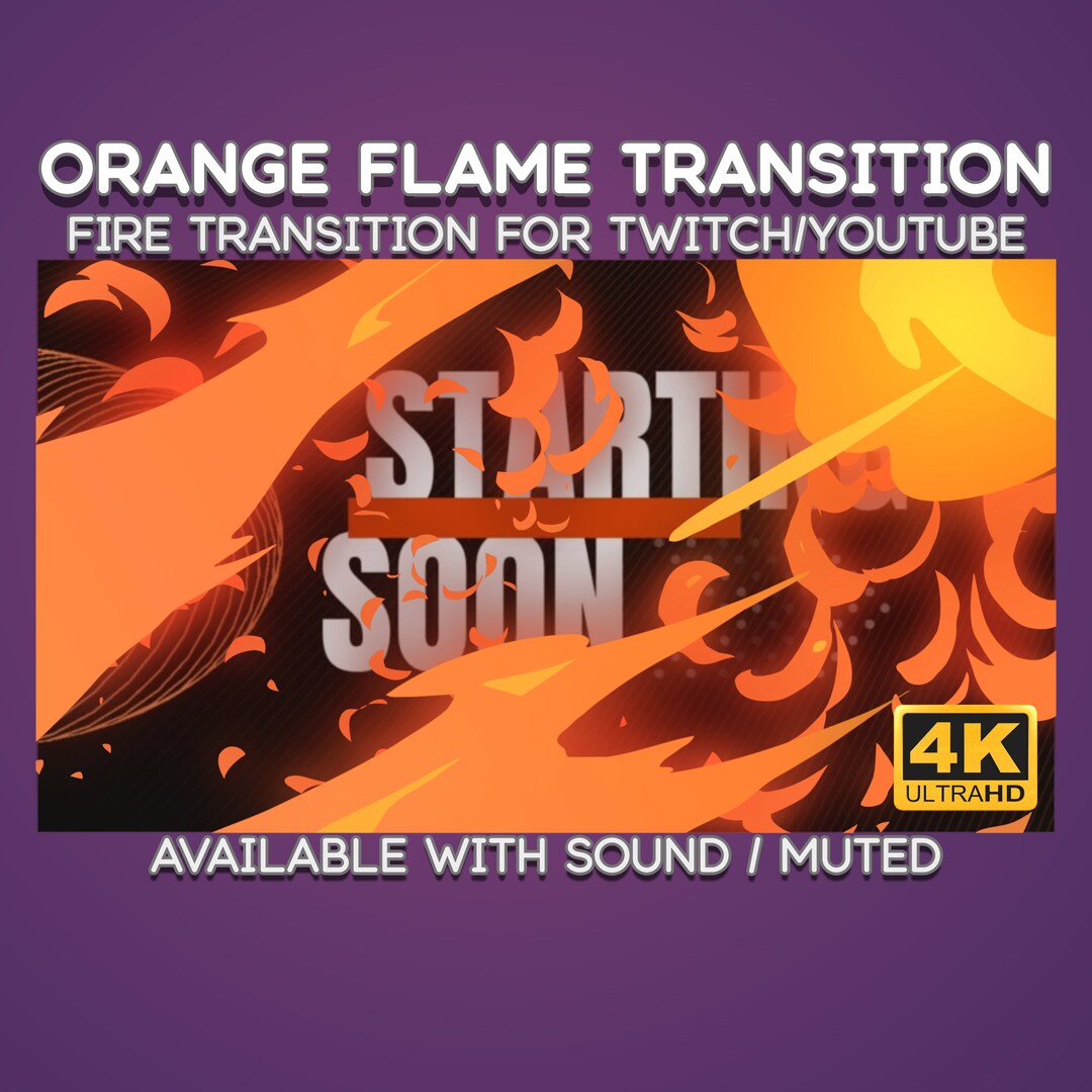 Orange Flame Cartoon Fire Transition: Animated Stream Stinger (digital ...