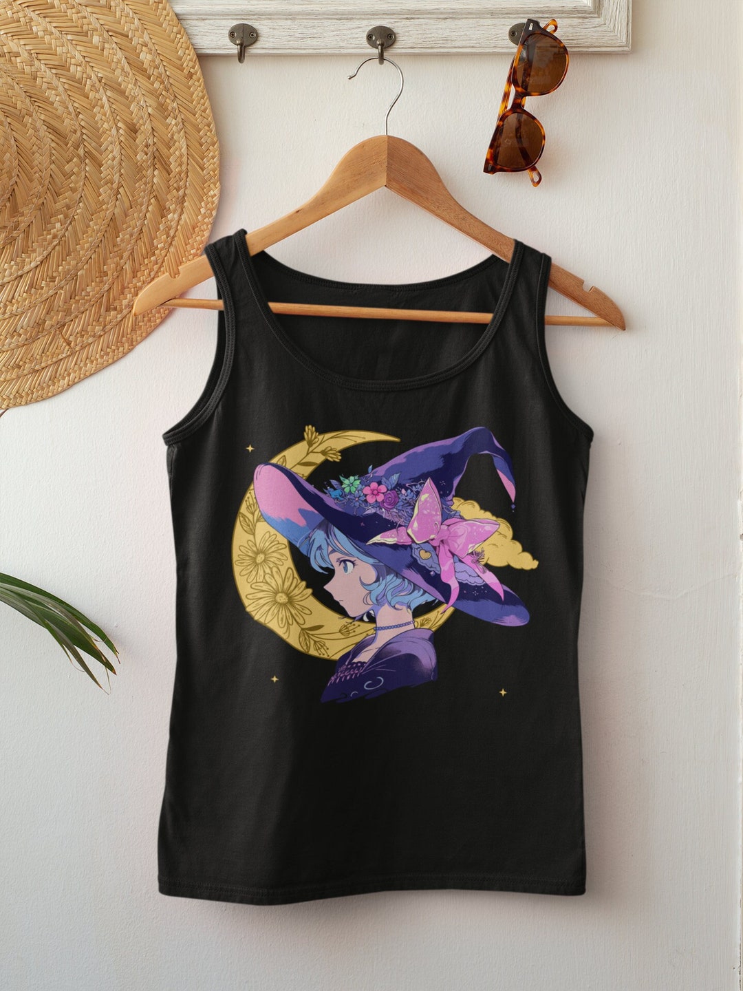 Witch Anime Girl Halloween Tank Top Kawaii Witchy Aesthetic Mystic Tank ...