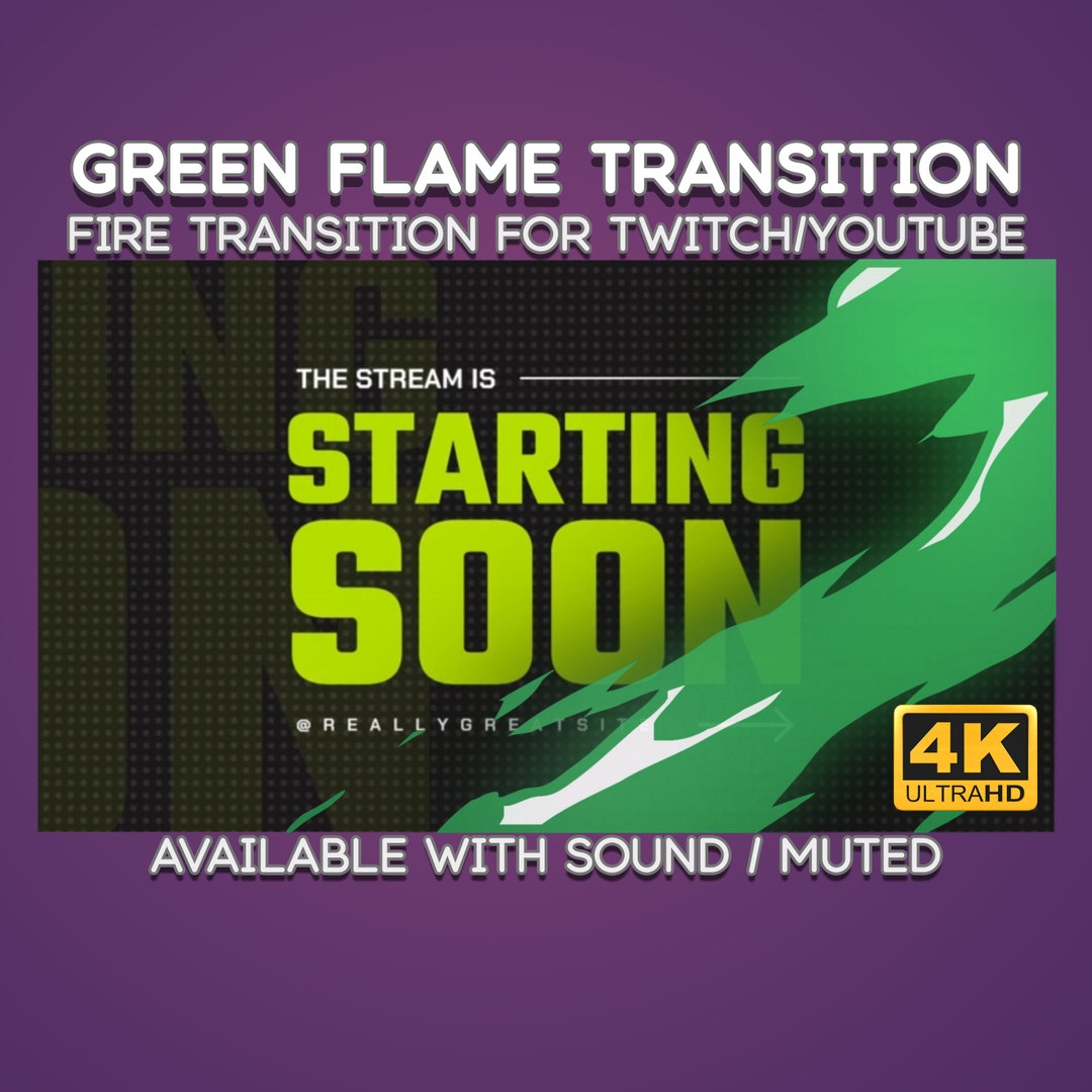 Green Fire Cartoon Transition Fire Twitch Streamer Elements Animated ...