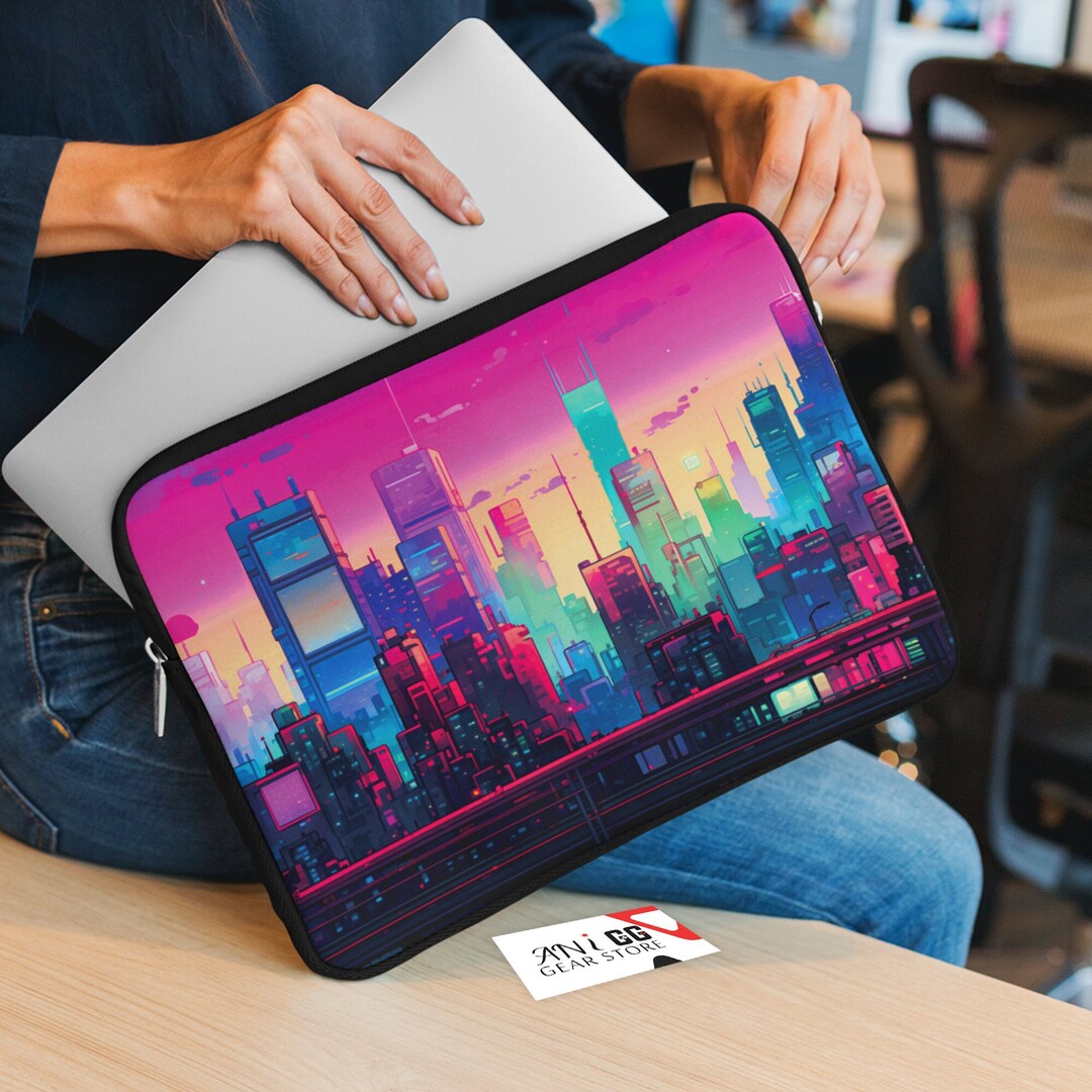 Retro Tablet Sleeve Cyberpunk City Skyline Tablet Case Lofi Vaporware ...