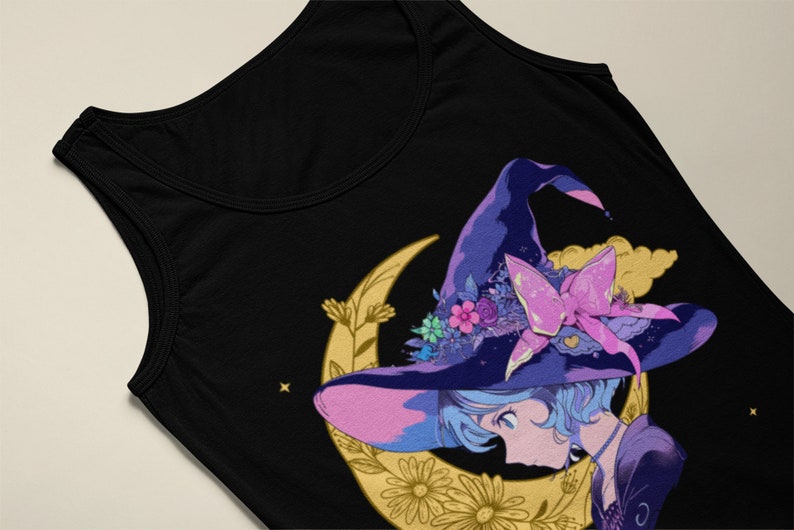 Witch Anime Girl Halloween Tank Top Kawaii Witchy Aesthetic Mystic Tank ...