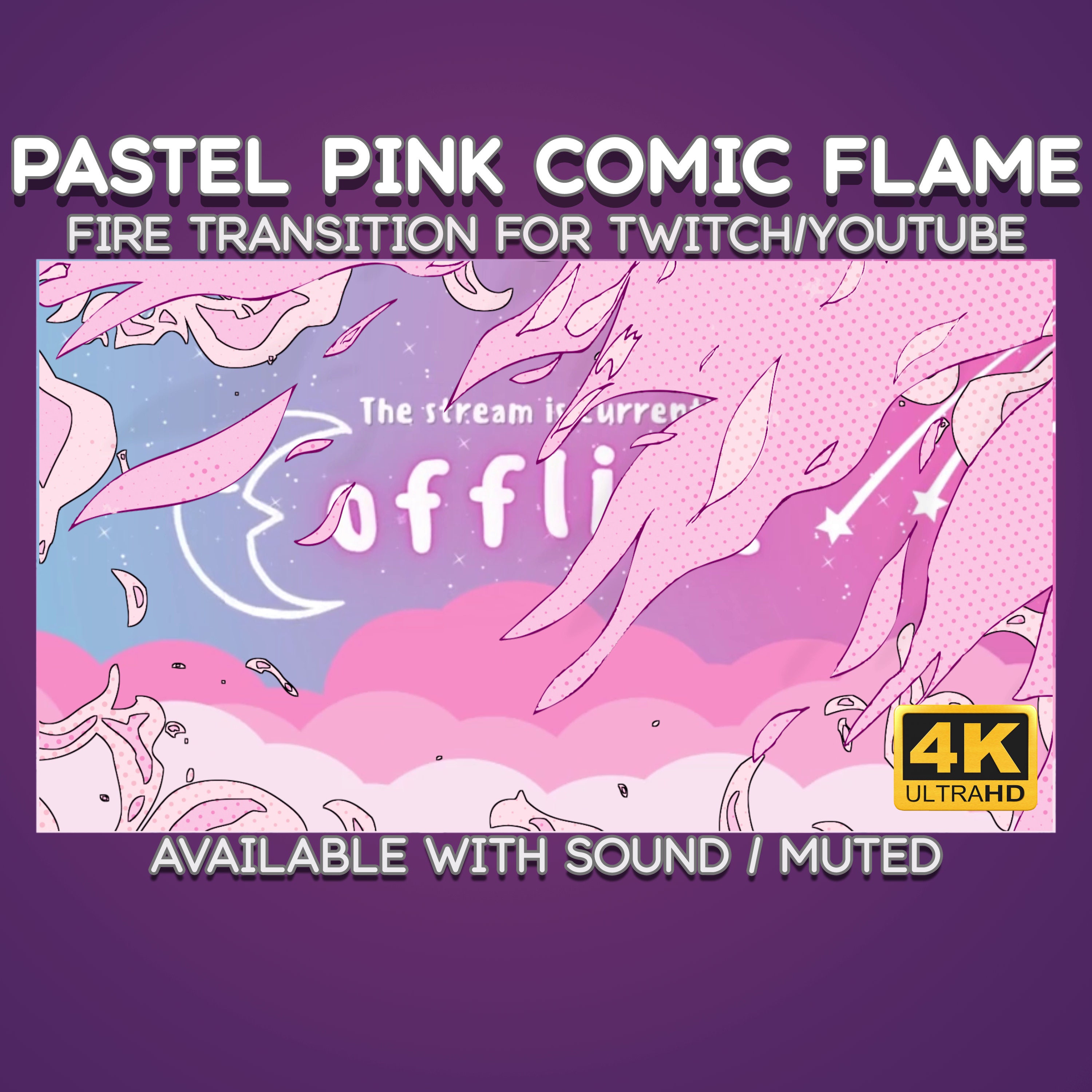 Pastel Pink Fire Transition Comic Fire Twitch Elements Animated Fire ...