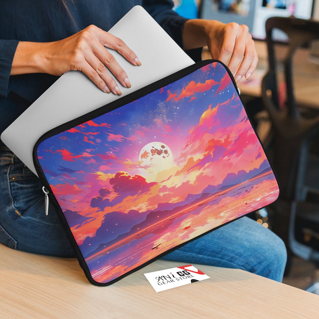 Pastel Pink Sky Kawaii Laptop Sleeve Pink Tablet Sleeve Moon Cycle ...