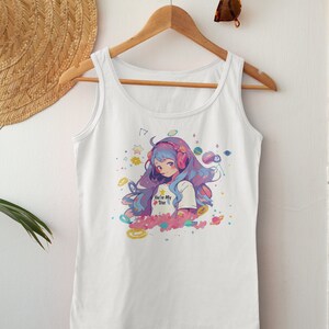 Galaxy Anime Girl Tank Top: Kawaii Japanese Waifu Clothing - Etsy