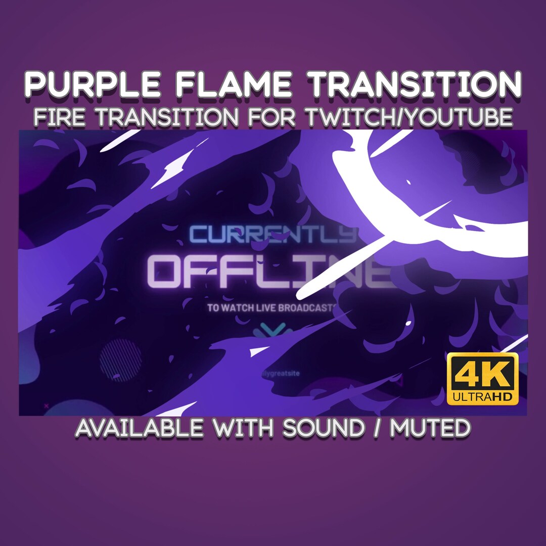 Purple Fire Cartoon Transition Fire Twitch Streamer Elements Animated ...
