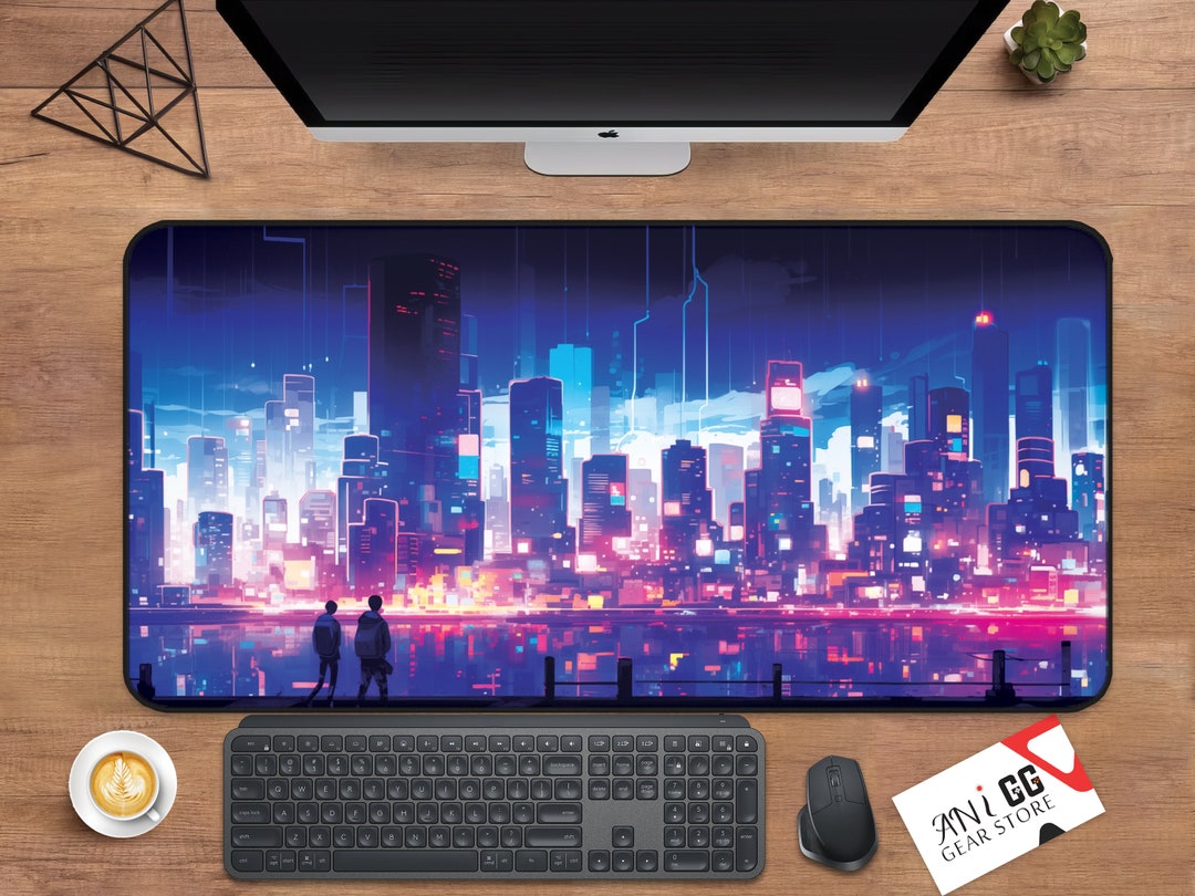 Neon Tokyo Desk Mat Vaporwave Desk Mat Lofi Desk Mat Tokyo Mousepad ...