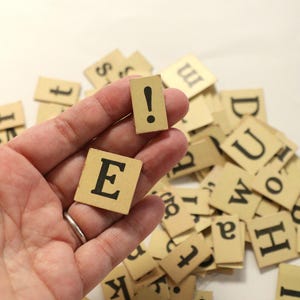Vintage Letter Tiles Lot, Alphabet Card Stock Letters 60 Letters ...