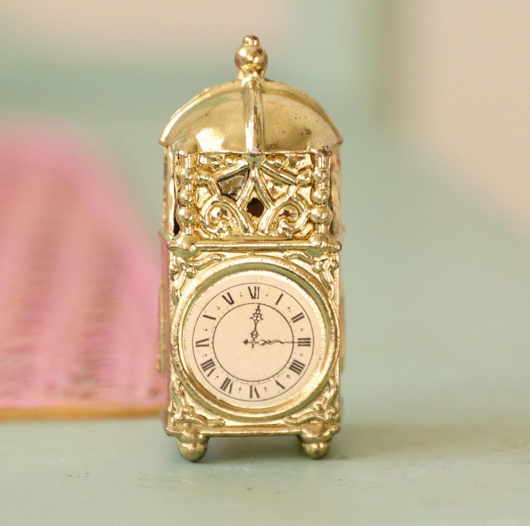 Vintage Miniature Brass Clock, Brass Trinket Decor - Etsy