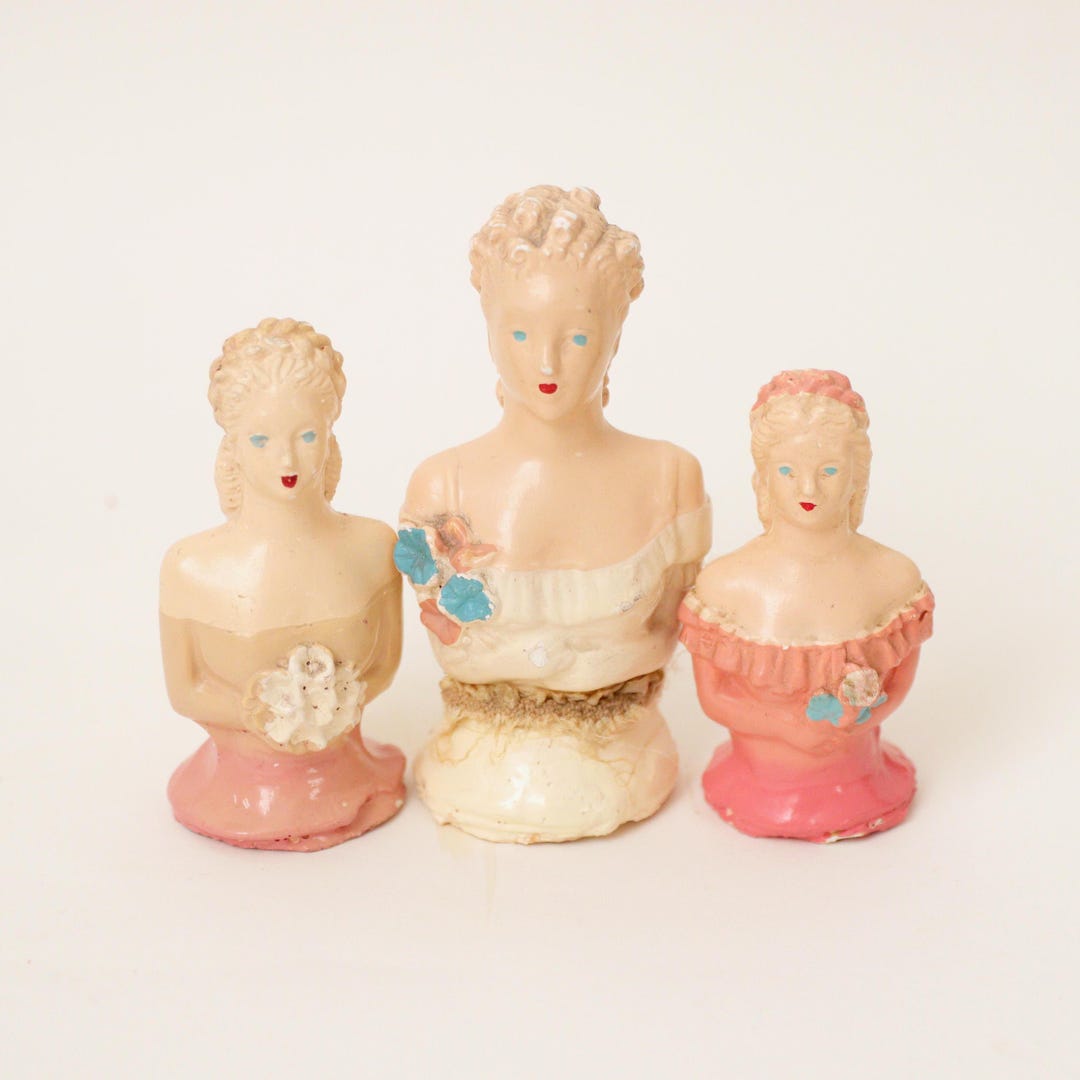Vintage Plaster Half Doll for Pincushion, Chippy Chalkware Lady - Etsy