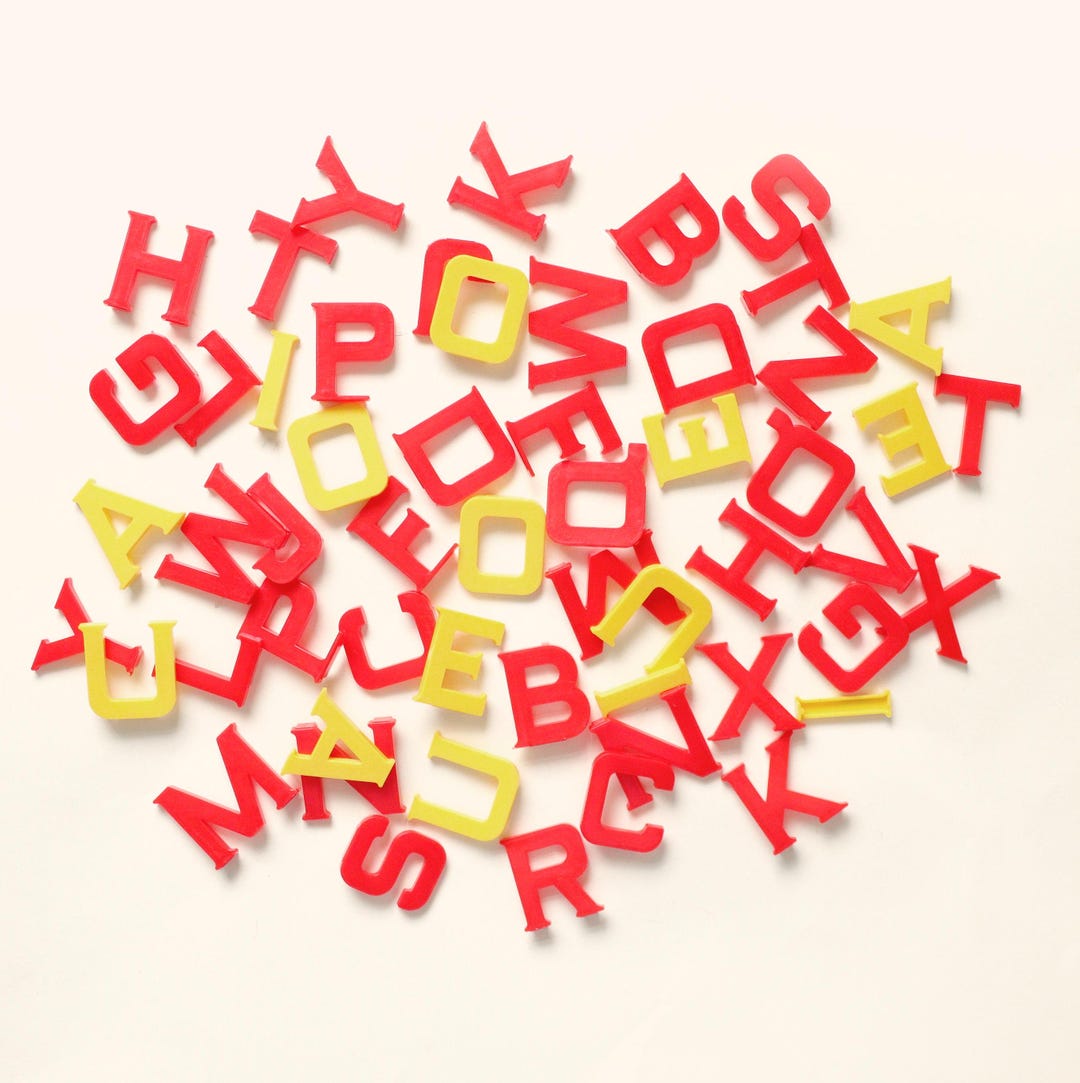 Vintage Plastic Letter Lot, Red and Yellow Alphabet 50 Letters - Etsy