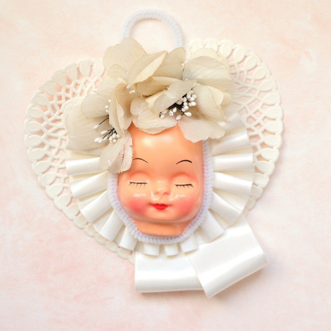 Vintage Upcycled Doll Face Hangers, Ribbon Rosette Award, Repurposed ...