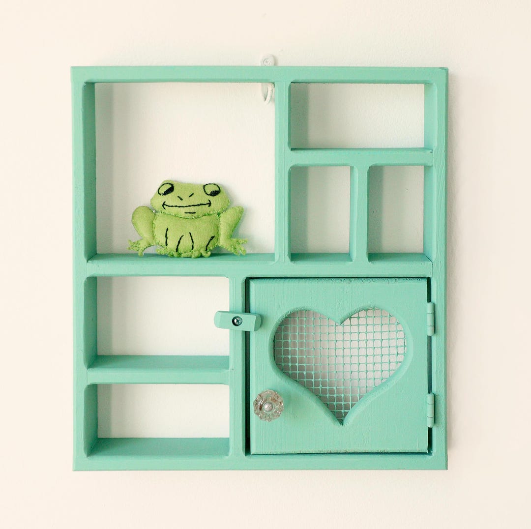 Trinket Shelf, Upcycled Vintage, Wooden Wall Shelf, Aqua Blue - Etsy