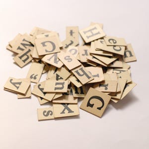 Vintage Letter Tiles Lot, Alphabet Card Stock Letters 60 Letters ...