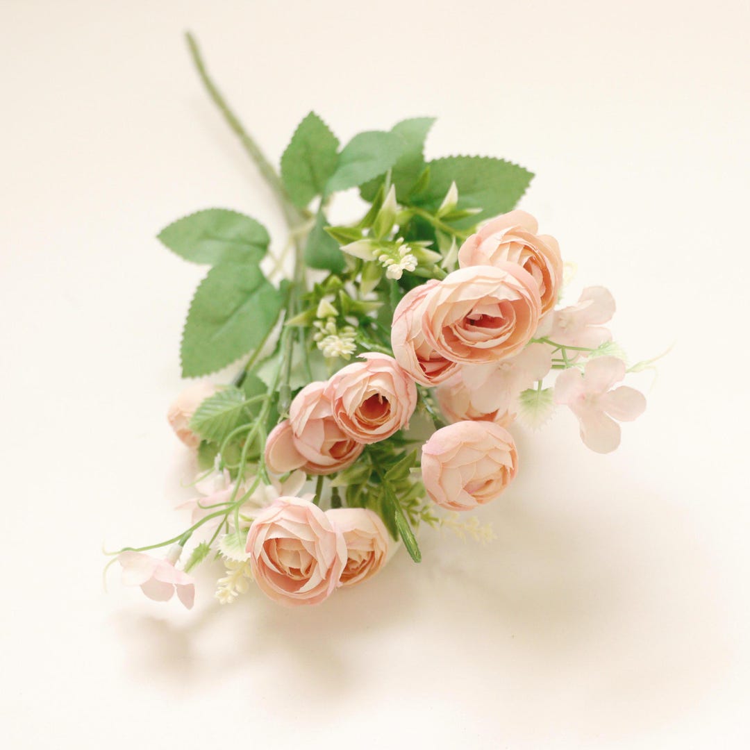 Mini Peony Flower Bush, Blush Pink Silk Flowers, Artificial Flowers ...