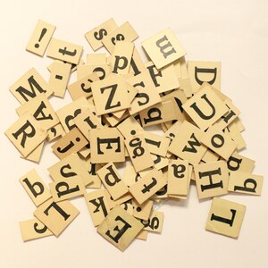 Vintage Letter Tiles Lot, Alphabet Card Stock Letters 60 Letters ...