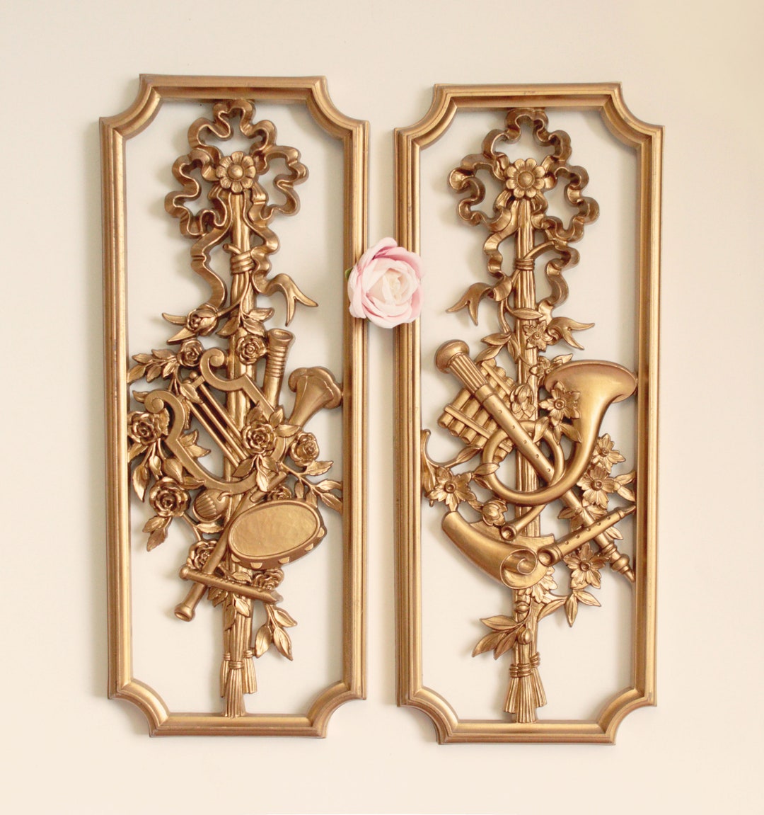 Vintage MCM Plastic Wall Decor Instrument Wall Panels Gold - Etsy