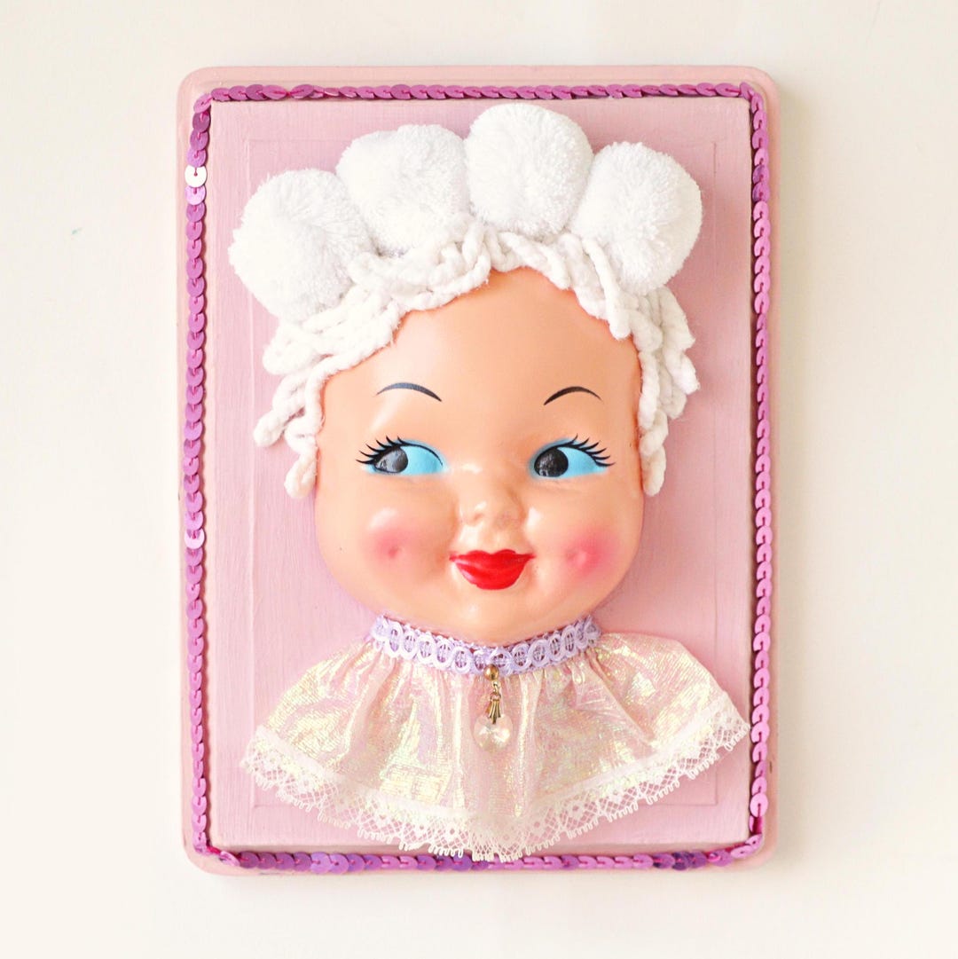 Upcycled Vintage "taxidermy" Wall Art, Doll Face Wall Plaque, Unique ...