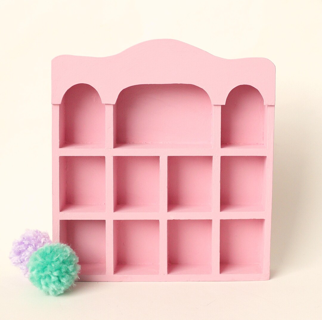 Trinket House Shelf, Upcycled Vintage, Wooden Wall Shelf, Pink Trinket ...