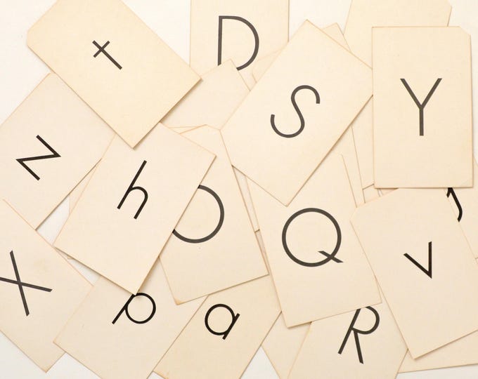Vintage Letter Flash Cards, Alphabet Cardstock Cards- Scrapbooking ...