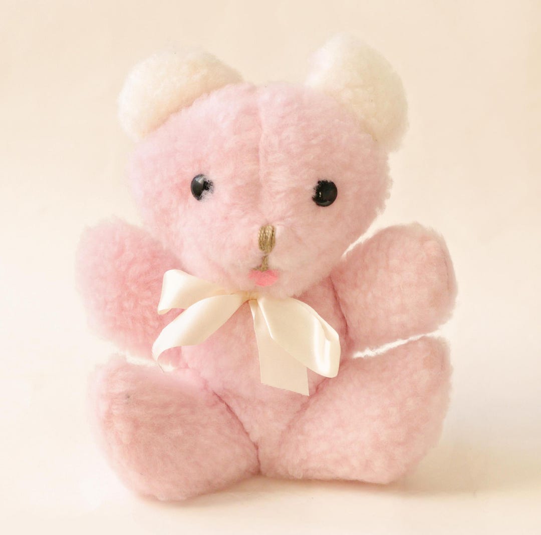 Vintage Pink Teddy Bear, Shabby Chic, Cute Core, Vintage Stuffed Pink ...