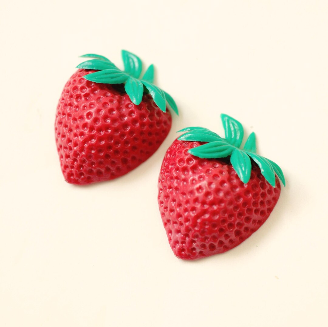 Vintage Strawberry Magnets, Retro Plastic Magnets, 1980s Fridge Magnets ...